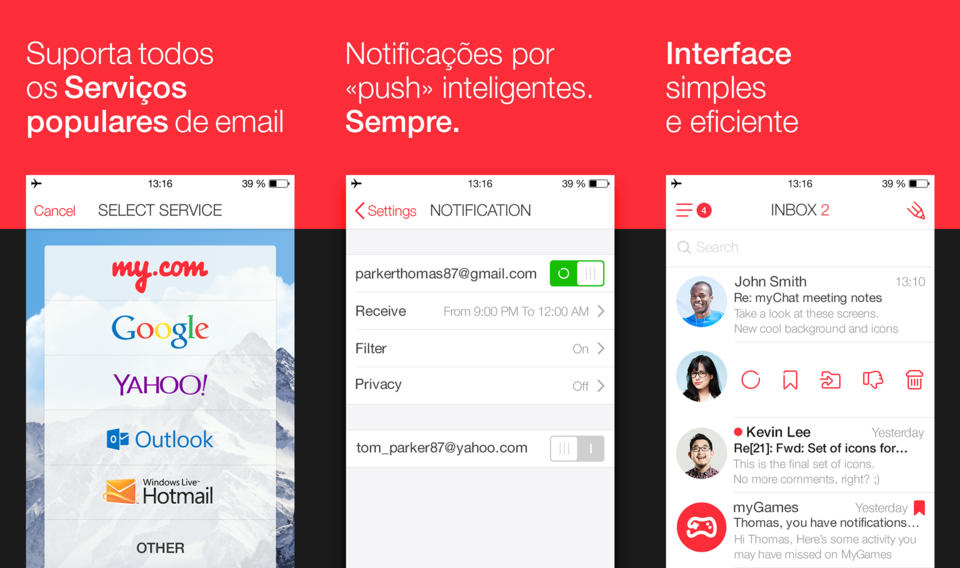 myMail, cliente de email com horário para verificar mensagens - CocaTech