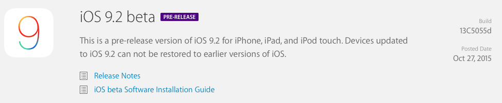 iOS 9.2 beta 1 para dev's na Área - CocaTech