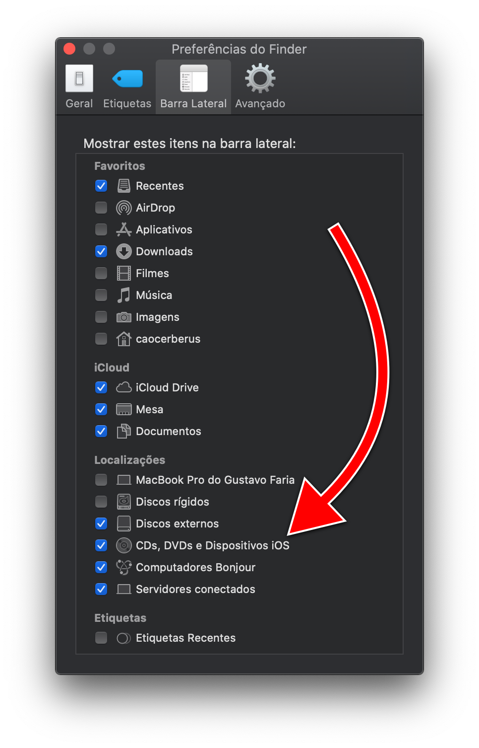 Como Fazer para o iPhone (ou iPad) Aparecer na Barra Lateral do Finder ...